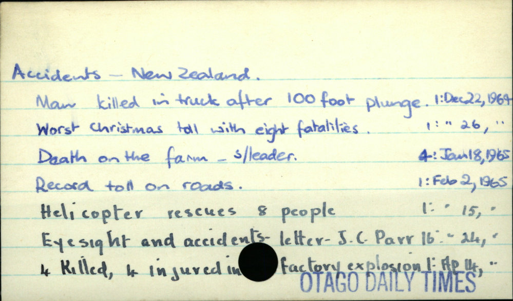 Accidents - New Zealand | Dunedin Public Libraries
