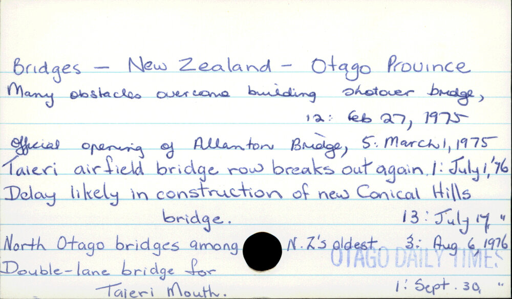 Bridges - New Zealand - Otago Province | Dunedin Public Libraries