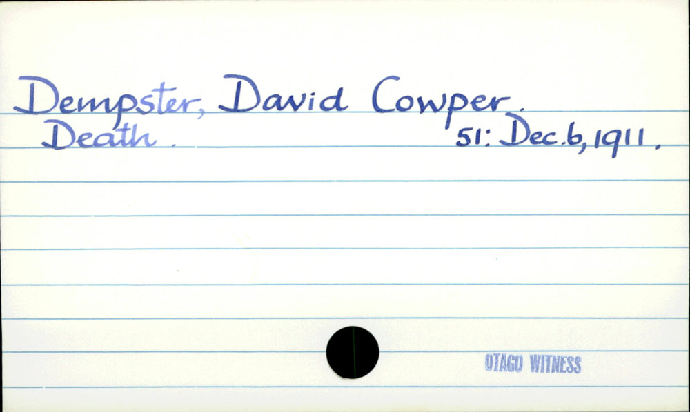 Dempster, David Cowper | Dunedin Public Libraries