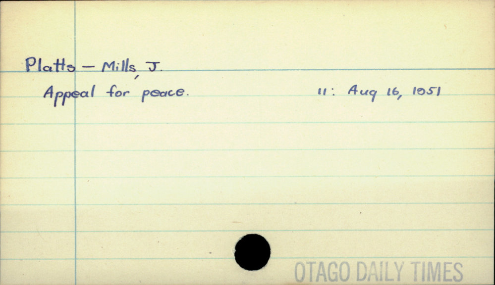 Platts -Mills, J. | Dunedin Public Libraries