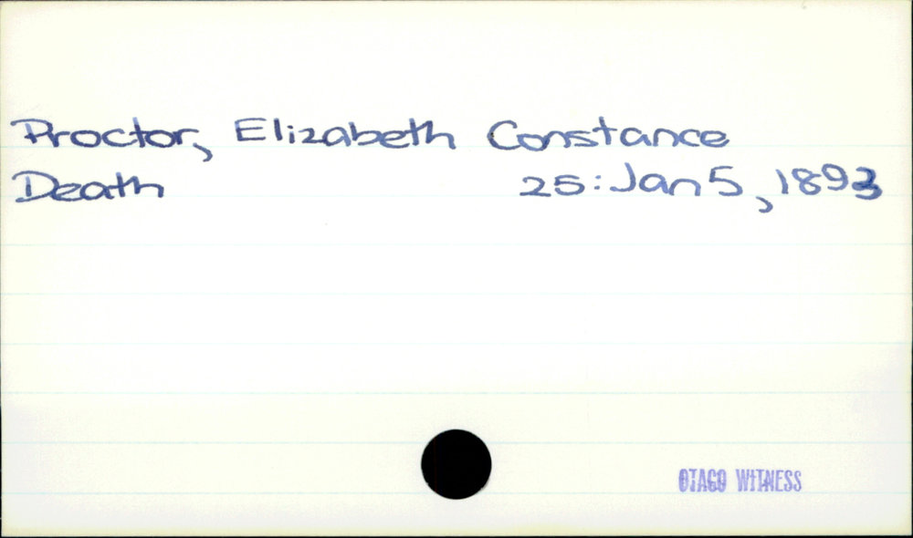 Proctor, Elizabeth Constance | Dunedin Public Libraries