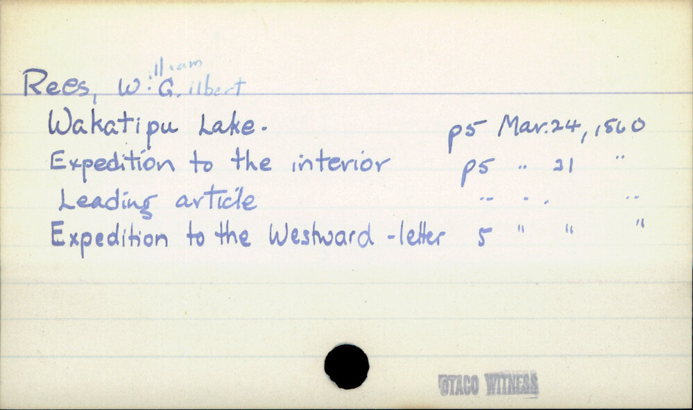 Rees, William Gilbert | Dunedin Public Libraries
