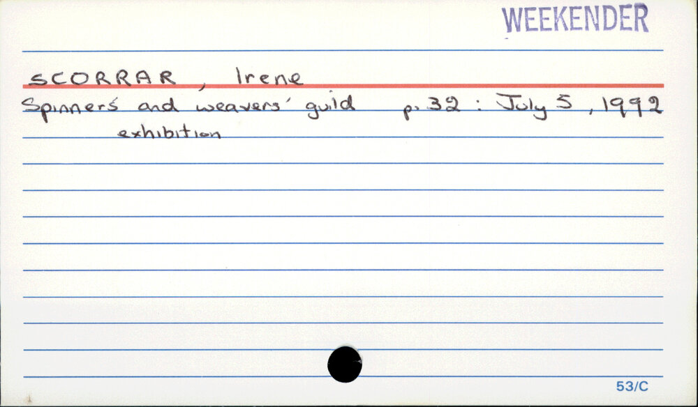 Scorrar, Irene | Dunedin Public Libraries