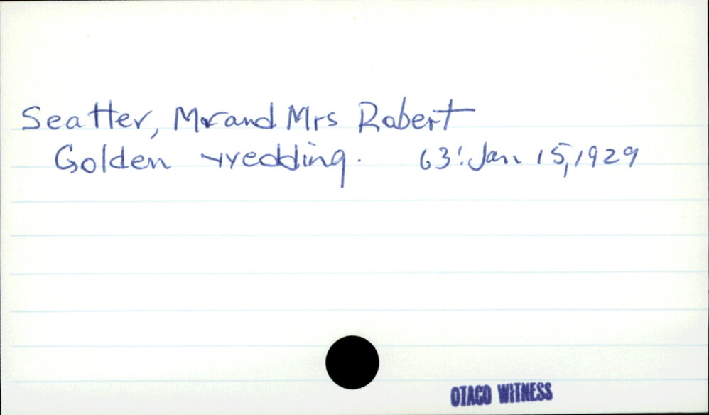 Seatter, Mr and Mrs Robert | Dunedin Public Libraries