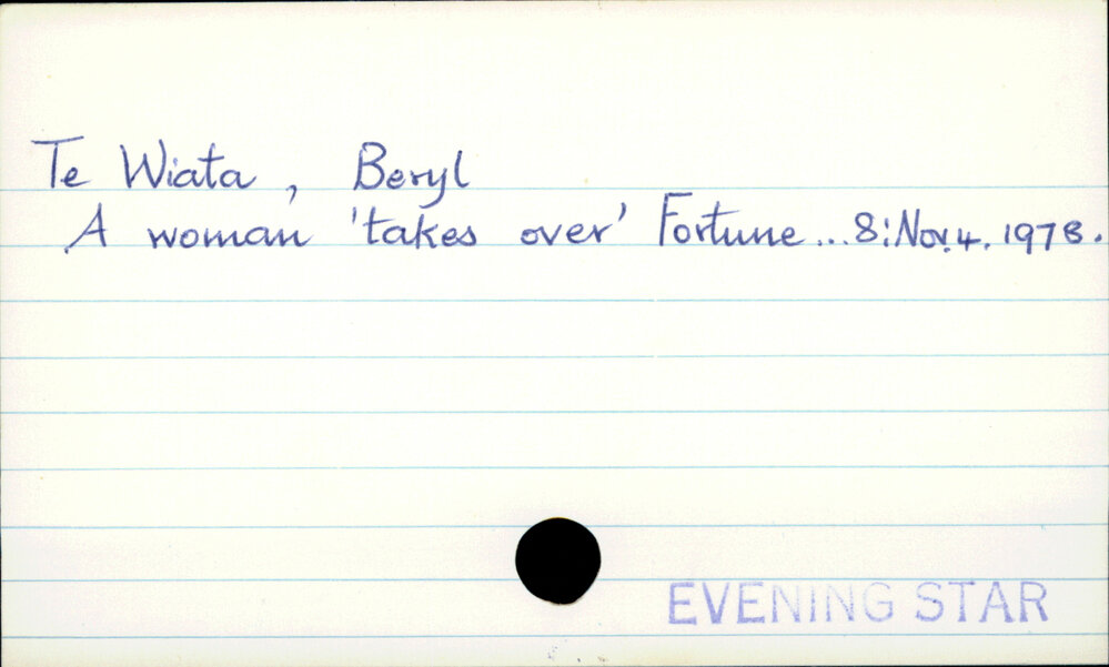 Te Wiata, Beryl | Dunedin Public Libraries