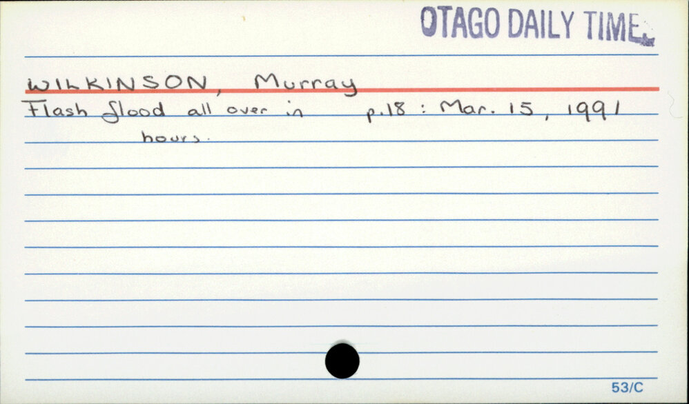 WILKINSON, Murray | Dunedin Public Libraries