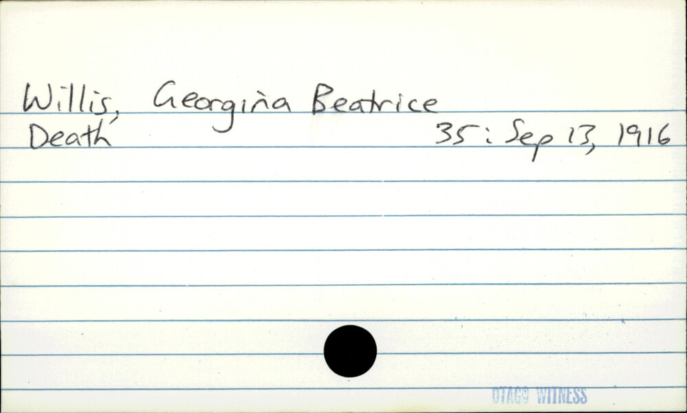 Willis, Georgina Beatrice | Dunedin Public Libraries