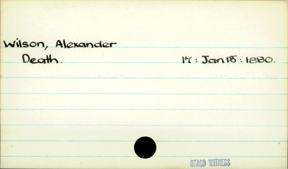 Wilson, Alexander | Dunedin Public Libraries