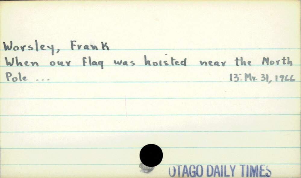 Worsley, Frank | Dunedin Public Libraries
