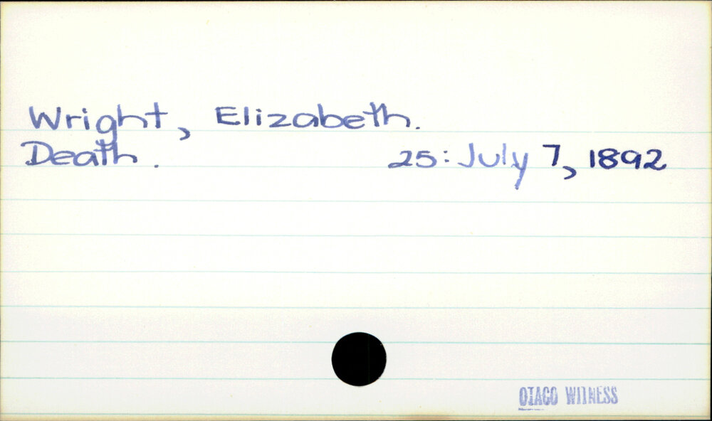 Wright, Elizabeth | Dunedin Public Libraries