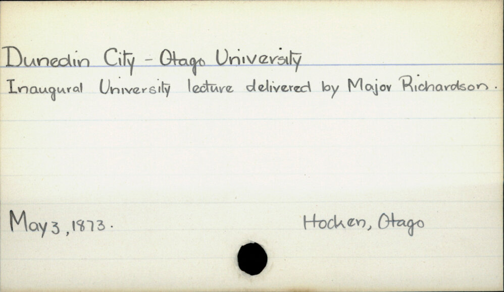 Dunedin City - Otago University | Dunedin Public Libraries
