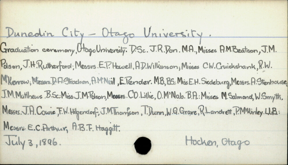 Dunedin City - Otago University | Dunedin Public Libraries