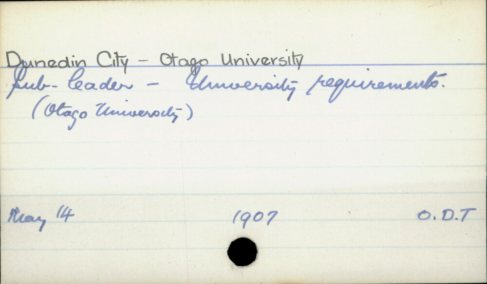 Dunedin City - Otago University | Dunedin Public Libraries