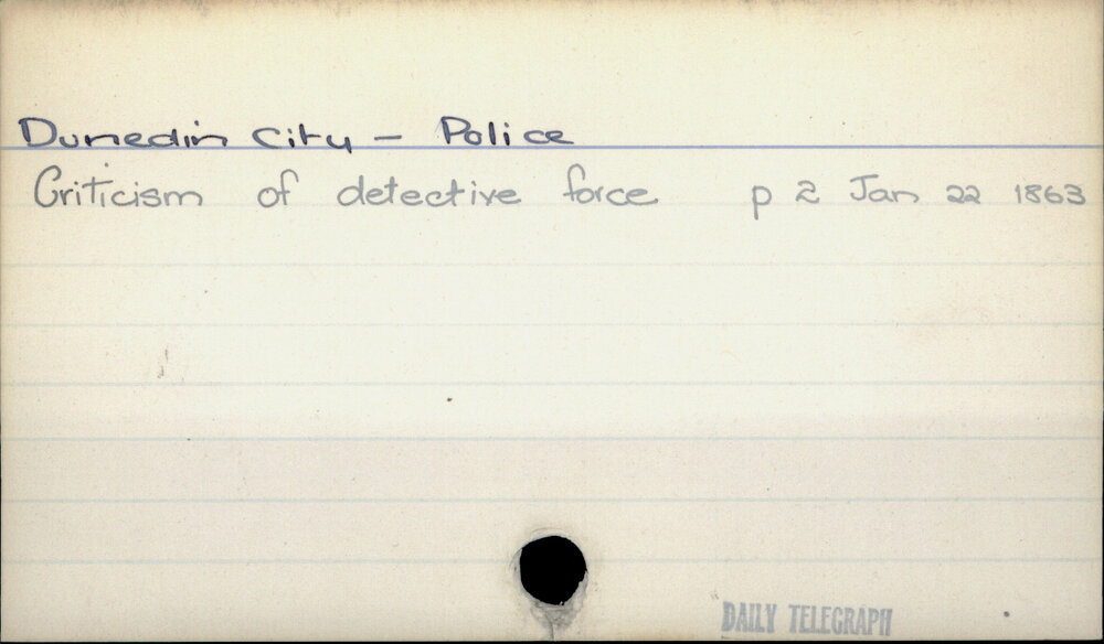 Dunedin City - Police | Dunedin Public Libraries