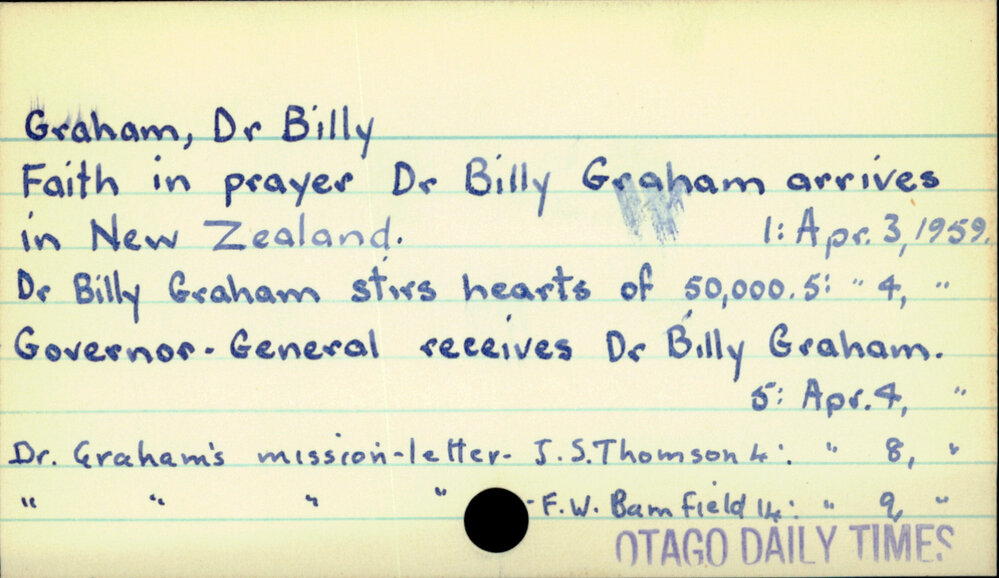 Graham, Dr Billy | Dunedin Public Libraries