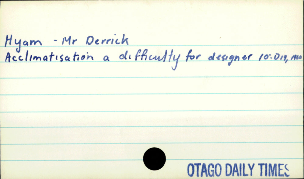 Hyam - Mr Derrick | Dunedin Public Libraries