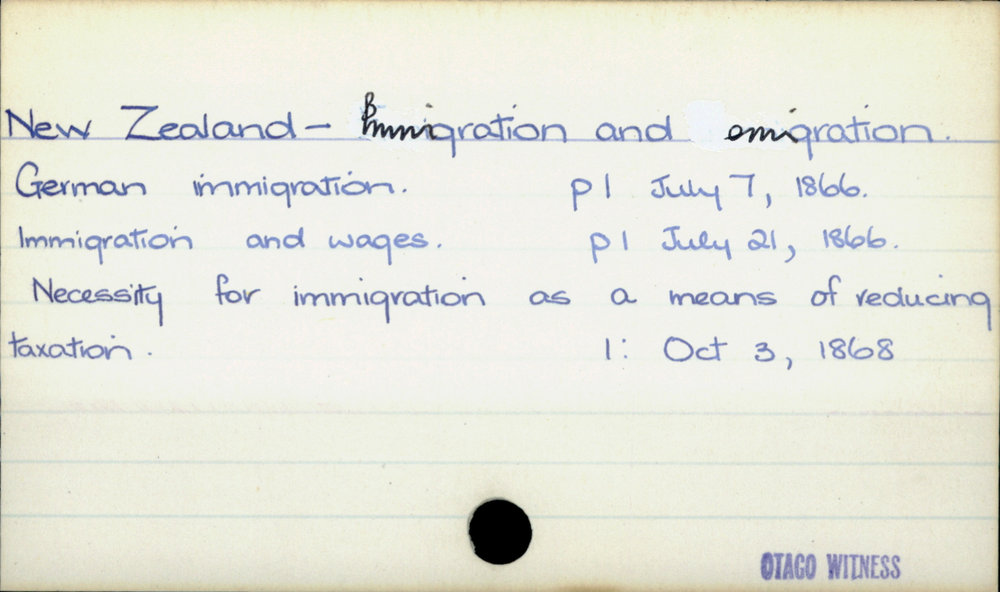 New Zealand - Immigration and emigration | Dunedin Public Libraries