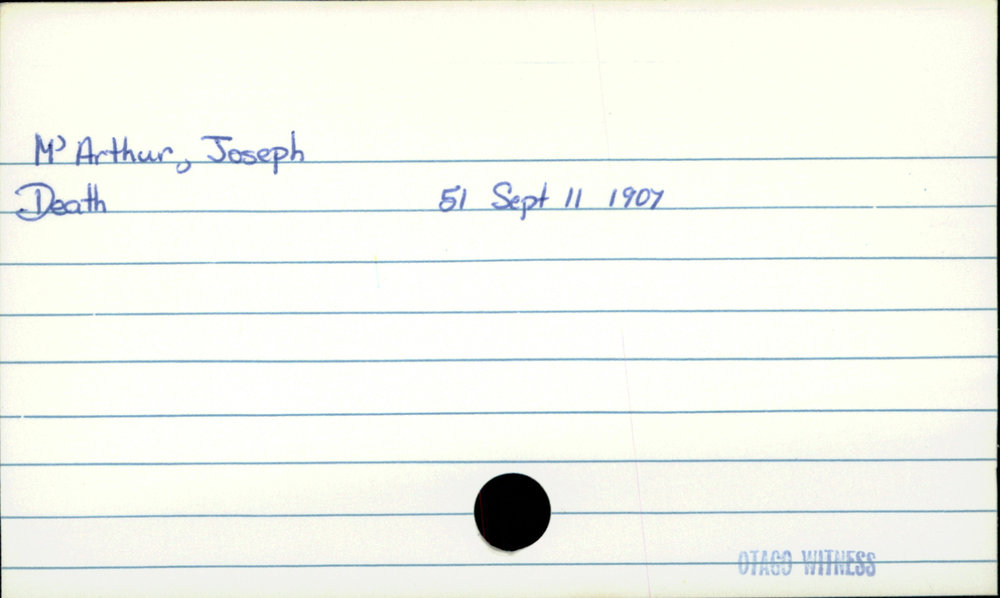 McArthur, Joseph | Dunedin Public Libraries
