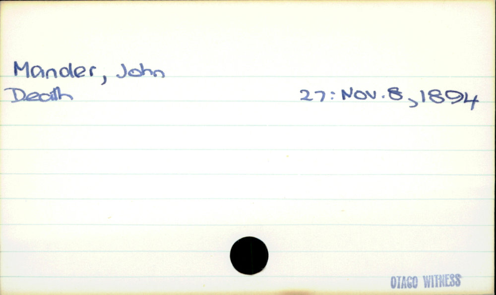 Mander, John | Dunedin Public Libraries
