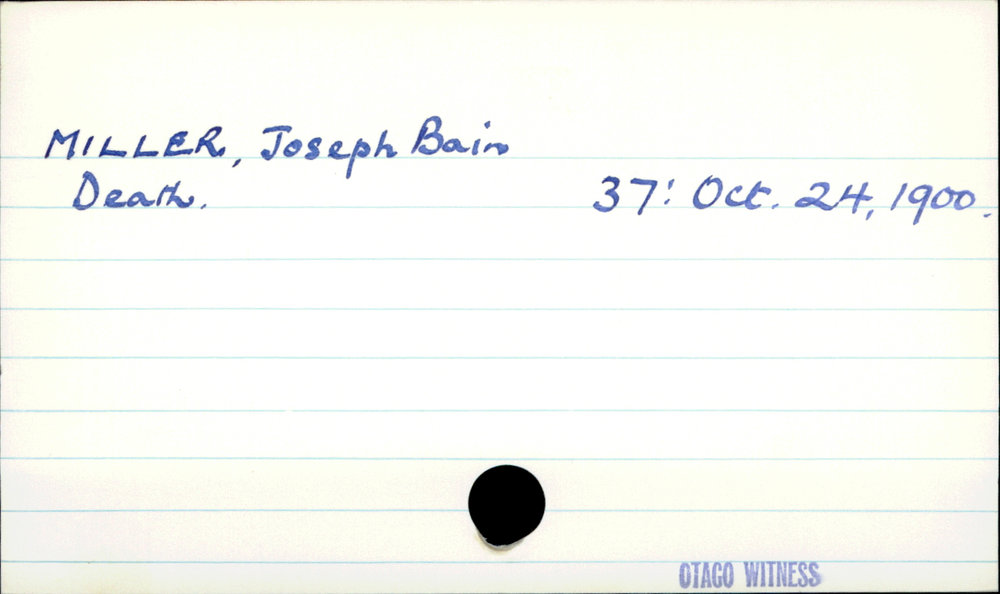 Miller, Joseph Bain | Dunedin Public Libraries