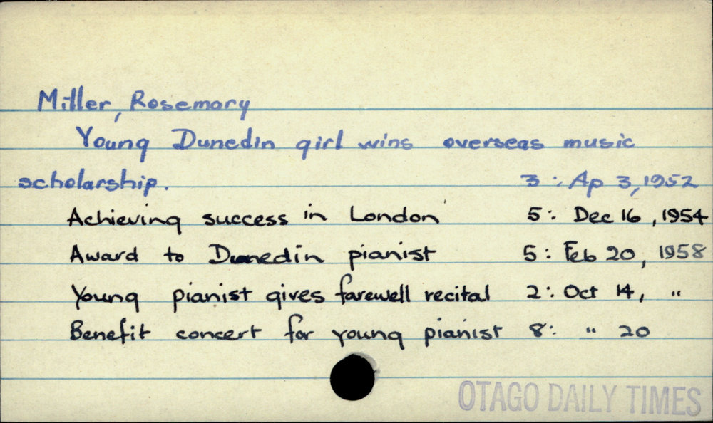 Miller, Rosemary | Dunedin Public Libraries