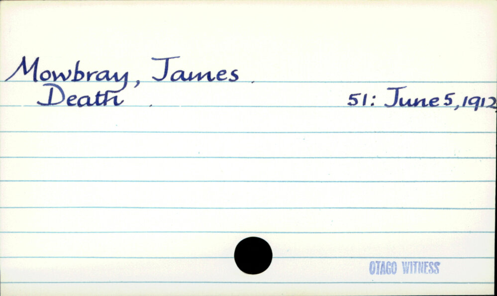 Mowbray, James | Dunedin Public Libraries