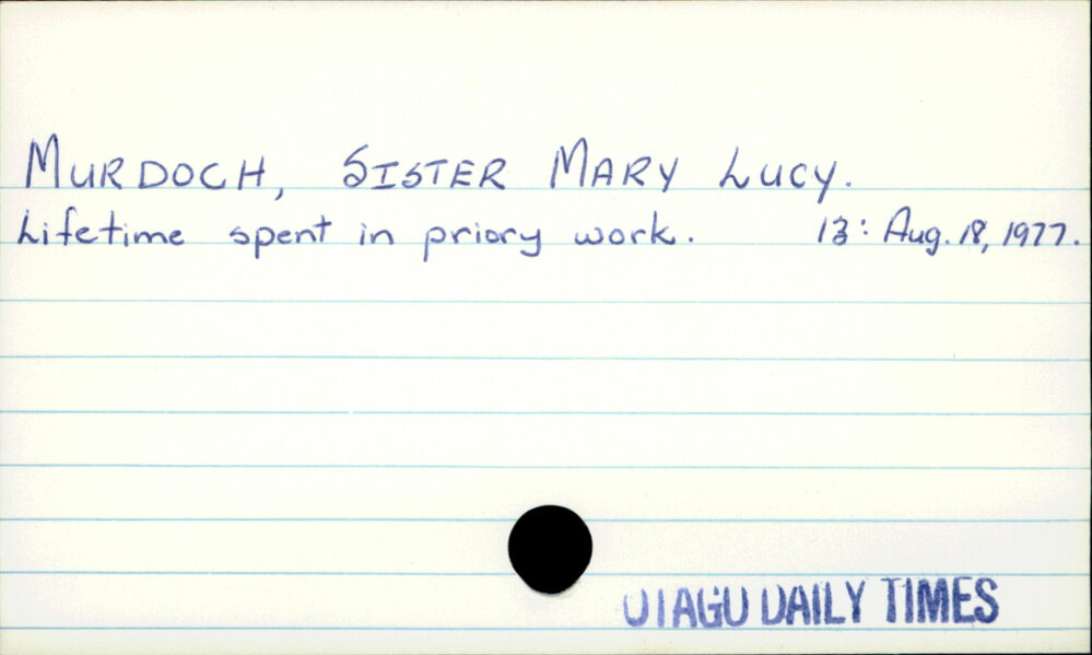Murdoch, Sister Mary Lucy | Dunedin Public Libraries