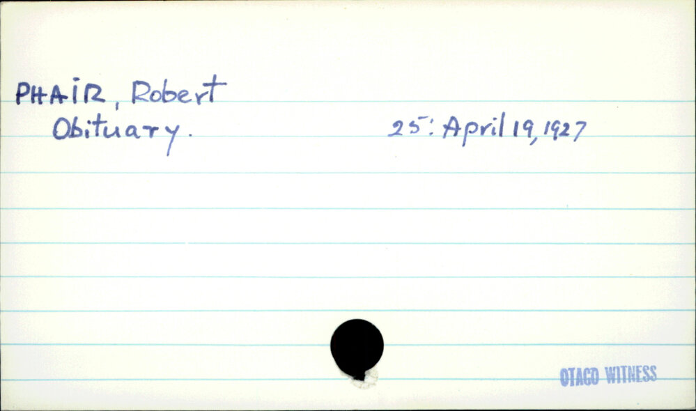 Phair, Robert | Dunedin Public Libraries